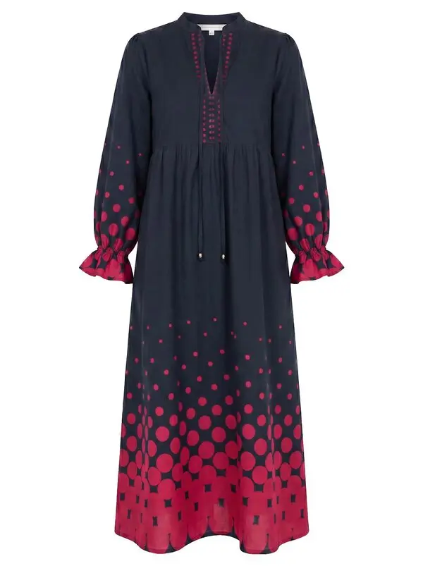 Adrift Clothing Tanya Gathered Dress In Ombre Orbit - Blue