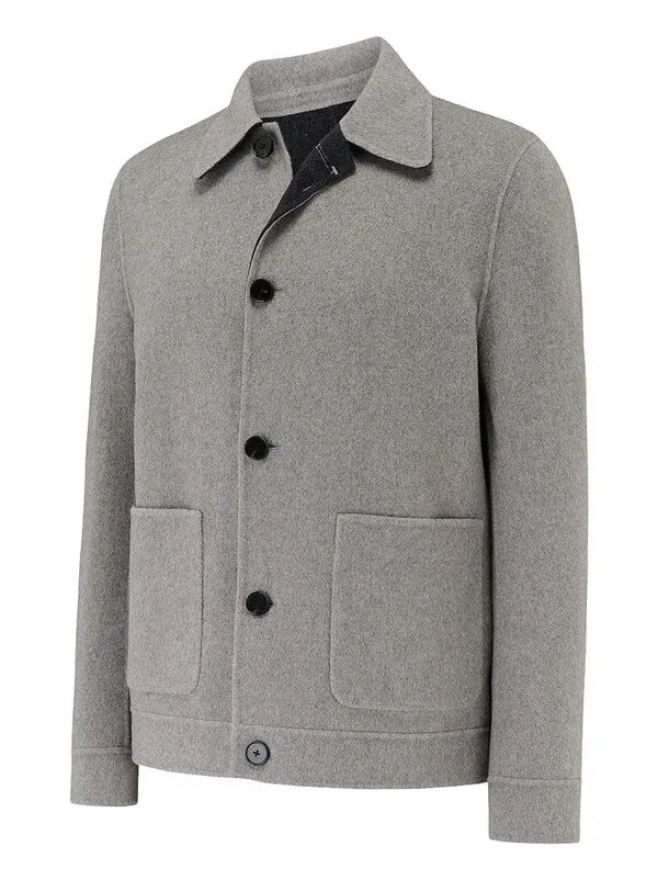 GUARDS LONDON Grey / Silver Irish Reversible Wool Blend Jacket Silver/grey - Grey/silver