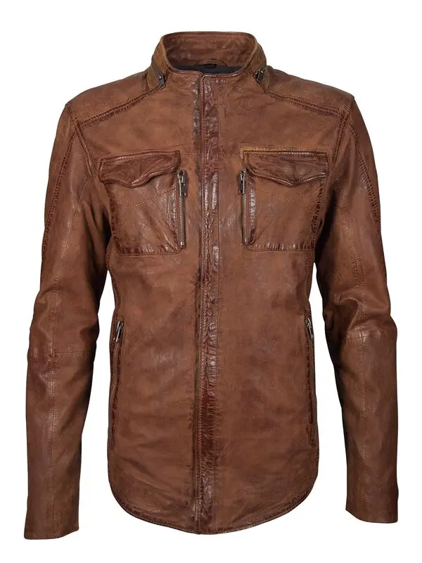 Mauritius Leather Shirt Jacket Cove Cognac - Brown