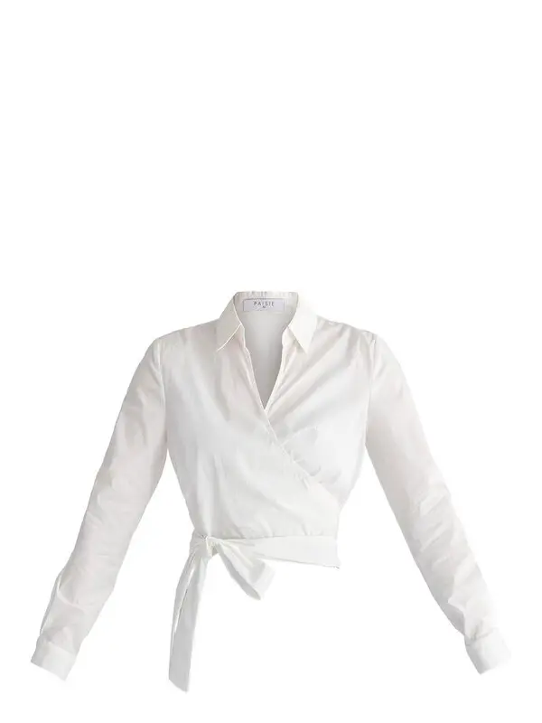 PAISIE Side Tie Wrap Blouse - White
