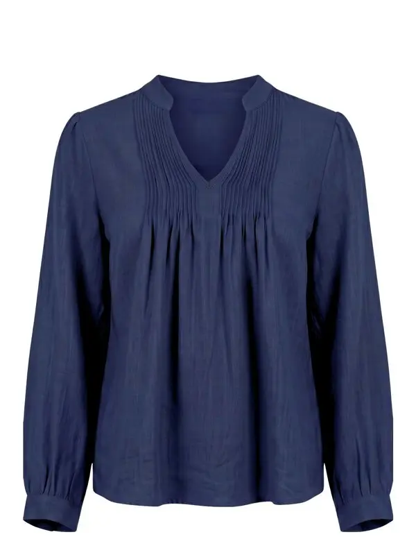 FRANCHETTI BOND Lola Timeless Navy Linen Mix Shirt - Blue
