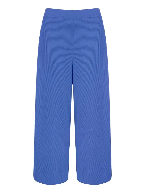 CARA & THE SKY Martha Wide Leg Co Ord Knitted Trousers - Blue