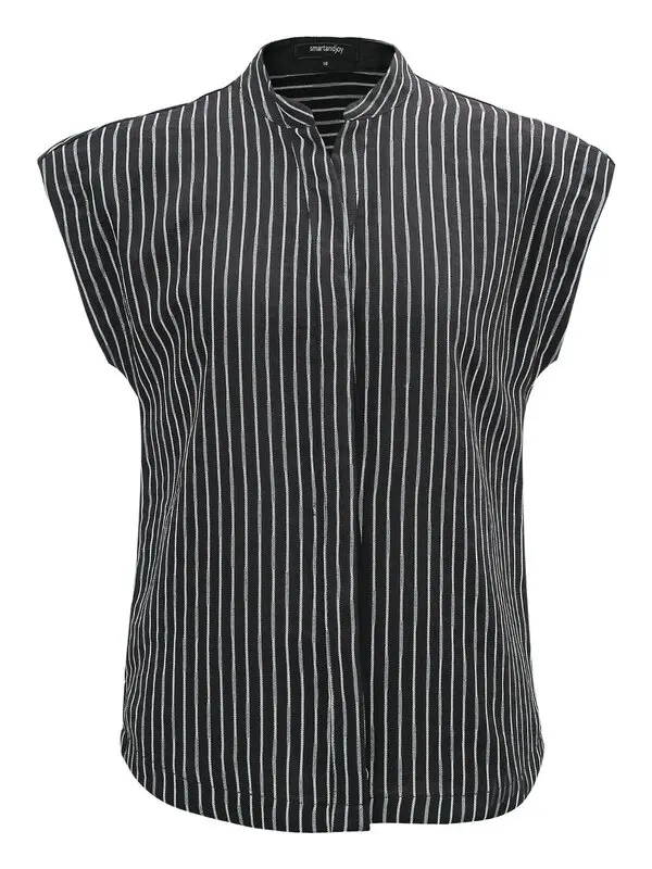 SMART AND JOY Bi-material Striped Shirt - Black
