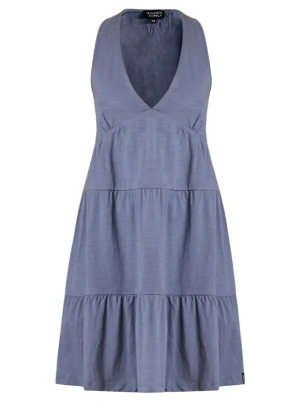 KNOWN SUPPLY Tiered V-neck Dress Evelyn Indigo - Blue