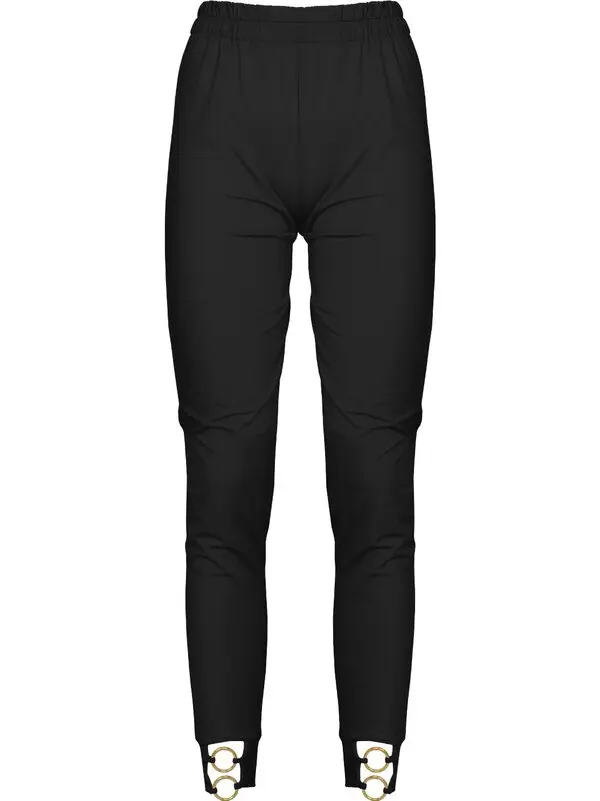 ANTONINIAS Sistine Elegant Pants With Golden Ring Details - Black