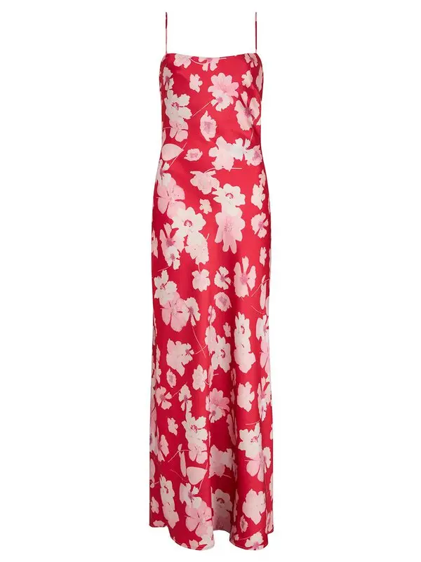 LILY AND LIONEL Roxy Spaghetti Strap Savannah Print Maxi Dress - Red