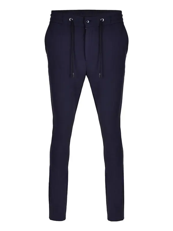 DAVID WEJ Ashford Plain Drawstring Trouser – Navy - Blue