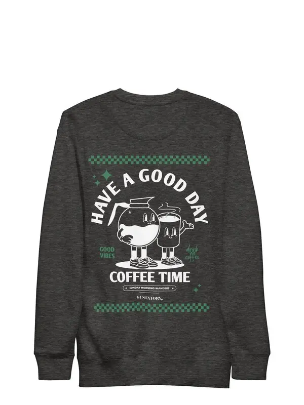 ANCHOR & CREW Heather Gustatory Have A Good Day Cotton Blend Embroidered Sweatshirt - Black