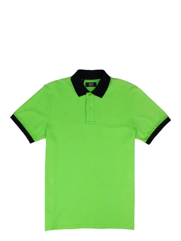 EIGHT X Polo With Double Sided Navy & Fuchsia Paisley Print Collar - Green