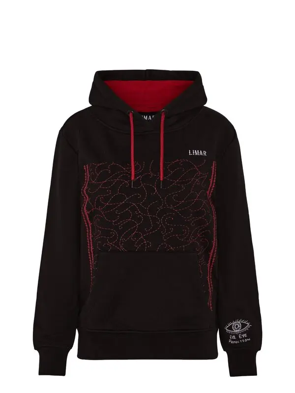 LIMAR Black / Red Silent Flame Cotton Black Hoodie - Black/red