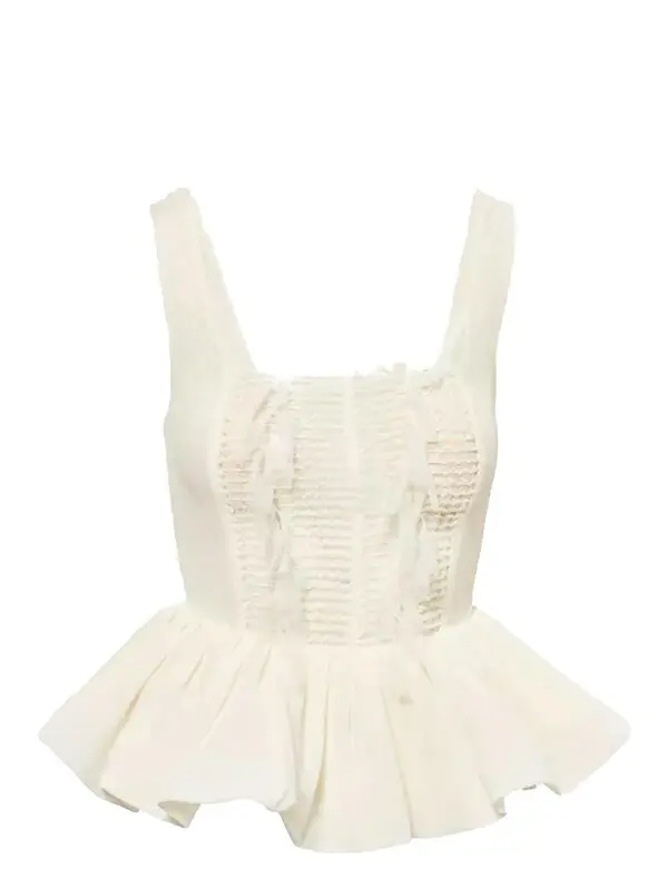 AMY LYNN Neutrals Calla Ivory Peplum Top - White