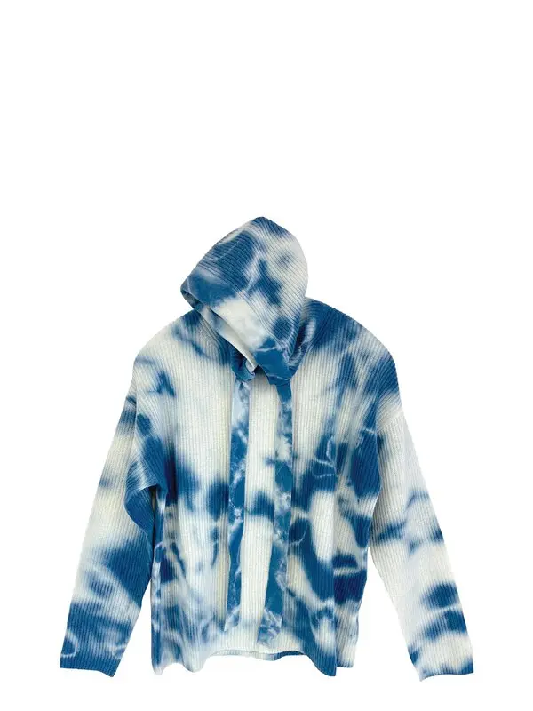 ZENZEE Cashmere Hoodie Indigo Shibori Tie Dye - Blue