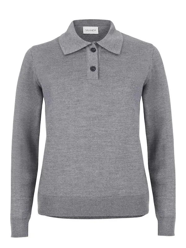 SALANIDA Galante 100% Merino Polo Top Light - Grey