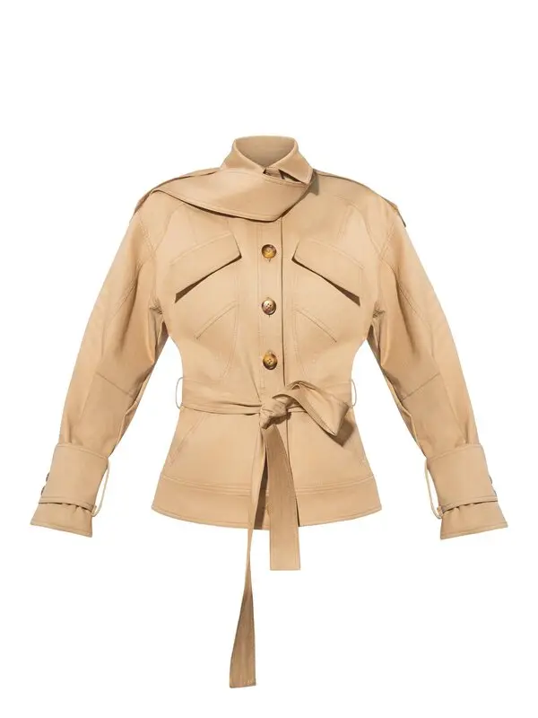 TIA DORRAINE Oversized Belted Trench Jacket - Brown