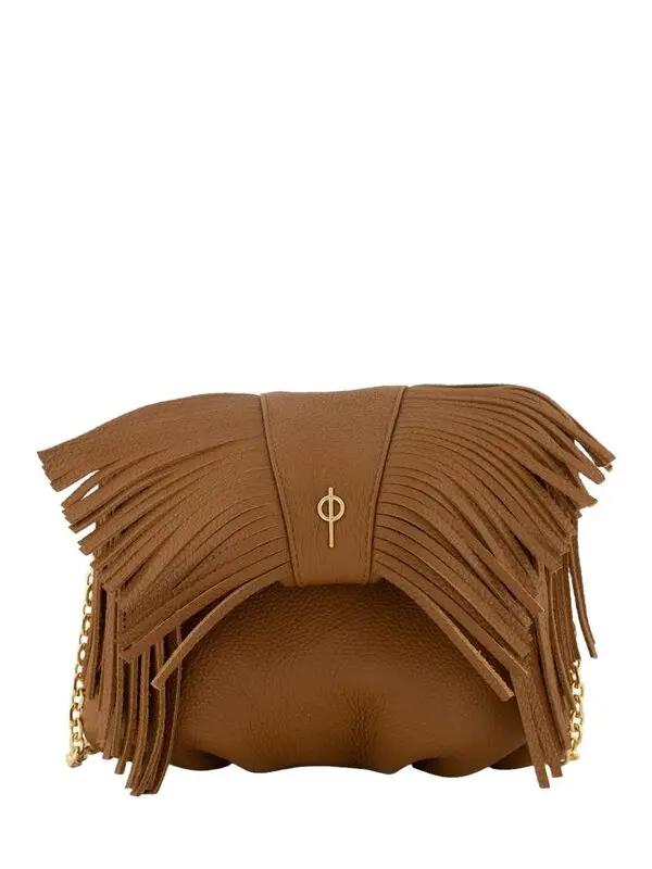 OTRERA Mini Fringe Leather Crossbody Bag Tan - Brown