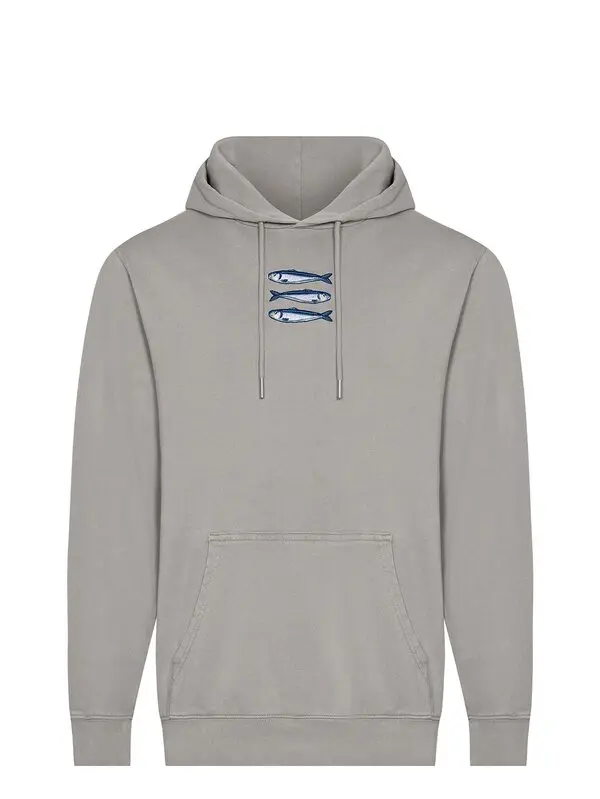 INGMARSON Sardines Organic Cotton Embroidered Hoodie - Grey