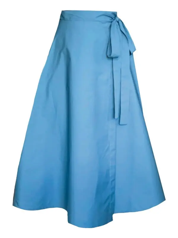 FROCK TALES Meyer Wrap Midi Skirt In Wedgwood With Pockets - Blue