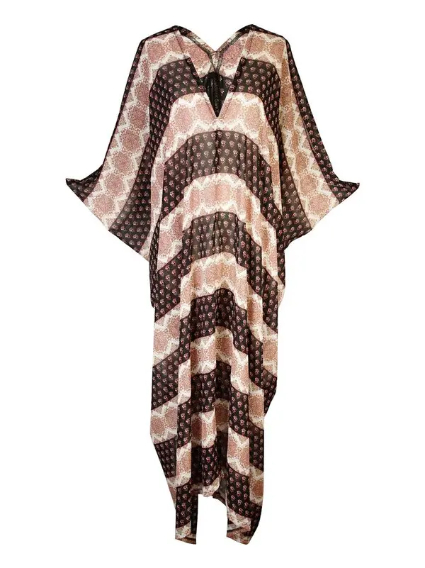 JENNAFER GRACE Orange / Brown Galadriel Caftan Kaftan Dress - Orange/brown