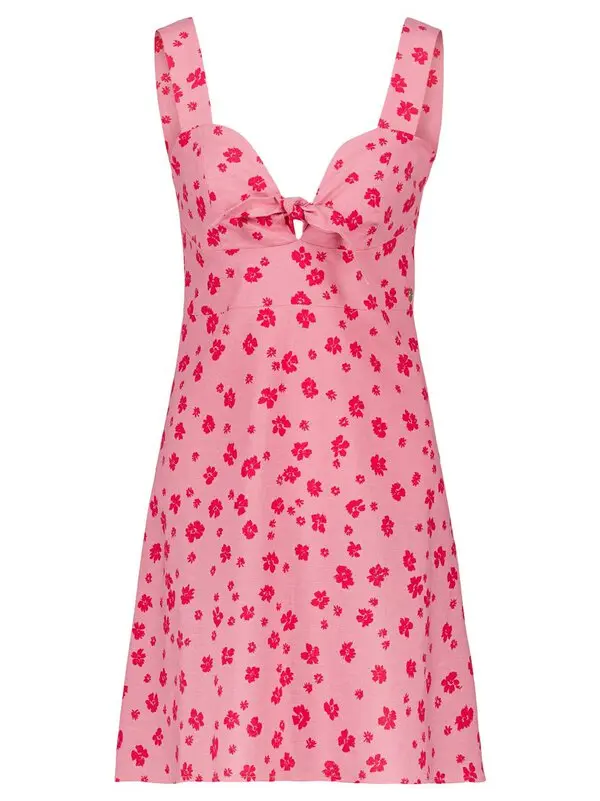 MARIANNE BY MARIE JORDANE Billie Printed Linen-viscose Blend Short Dress - Pink