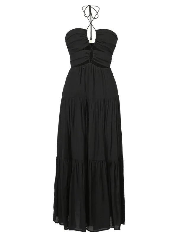SMART AND JOY Front Cut-out Strappy Maxi Summer Dress - Black