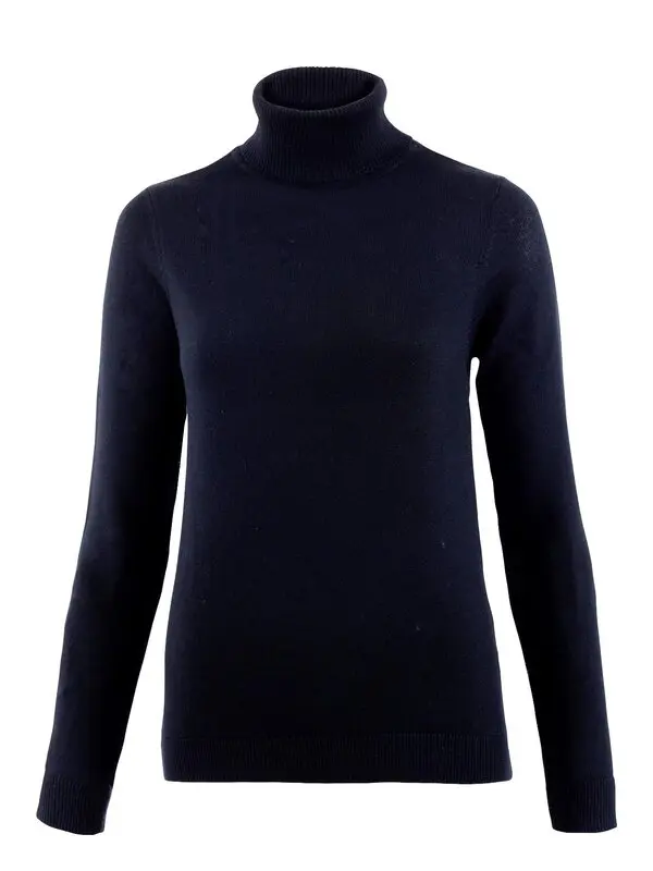 PAUL JAMES KNITWEAR Pure Harriet Extra Fine Merino Wool Roll Neck Jumper Navy - Blue