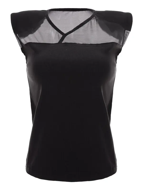 SILVIA SERBAN Shoulder Pad Stretch Top - Black