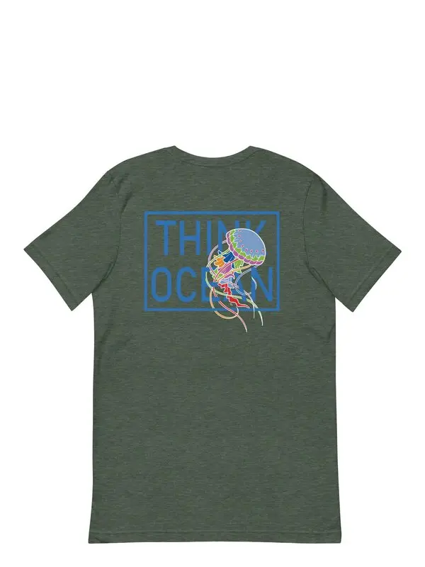 ANCHOR & CREW Forest Think Ocean Jellyfish Fluorescence Cotton Embroidered T-shirt - Green