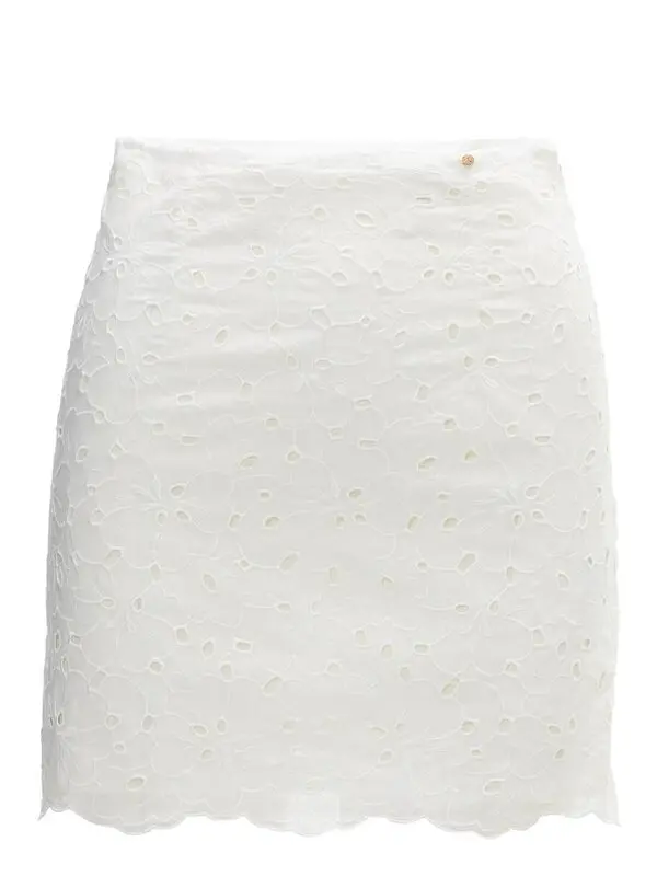 NISSA Embroidered Cotton Skirt - White