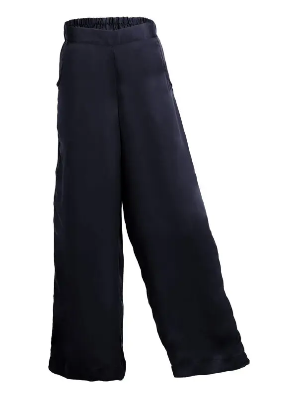CEVA CU DICHIS Elastic Waist Trousers Made Of Vegan Silk - Black
