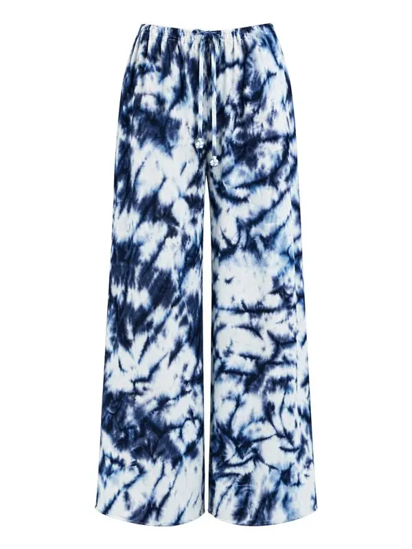 Sab Studio Tie-dye Knit Trousers And Top Set - Black/blue