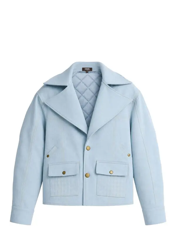 LUROQ LONDON Stonewashed Quilted Blazer - Blue