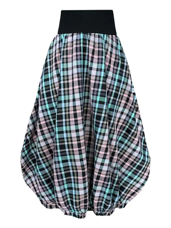 FROCK TALES Ram Parachute Skirt In Pastel Check - Black