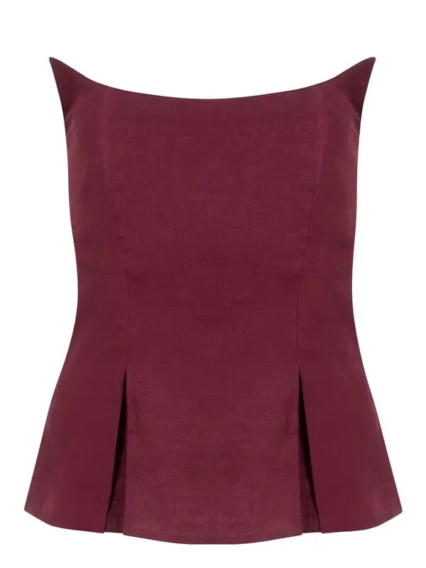 GUNDA HAFNER LTD Burgundy Linen Corset - Red