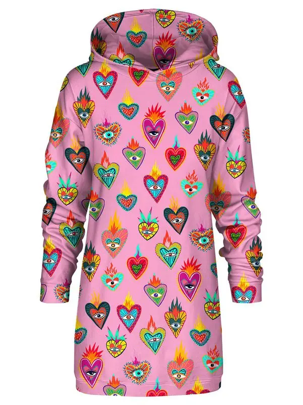 ALOHA FROM DEER Mexican Hearts Oversize Hoodie Dress - Pink