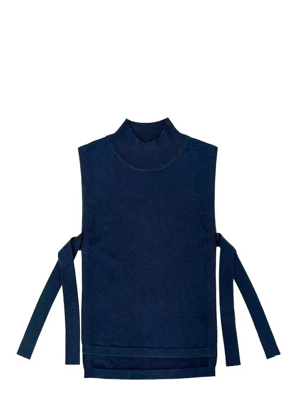 ZENZEE Silk Cashmere Side Tie Knit Vest Navy - Blue