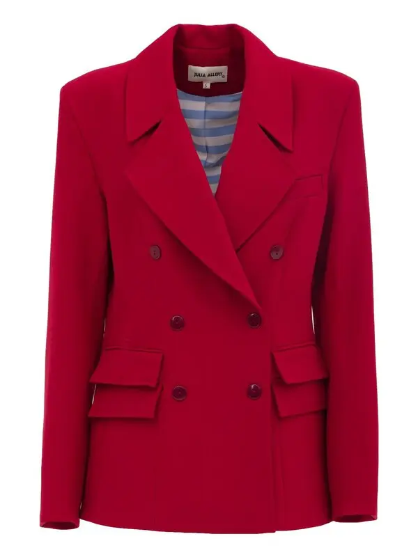 JULIA ALLERT Classic Tailo Double-breasted Blazer Burgundy - Red