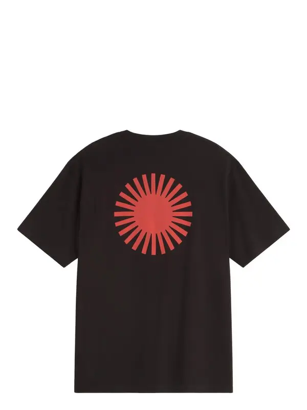 THINKING MU Aaron Red Back Sun T-shirt - Black