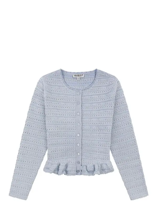 RAVE ON TREND Pointelle Cardigan - Blue