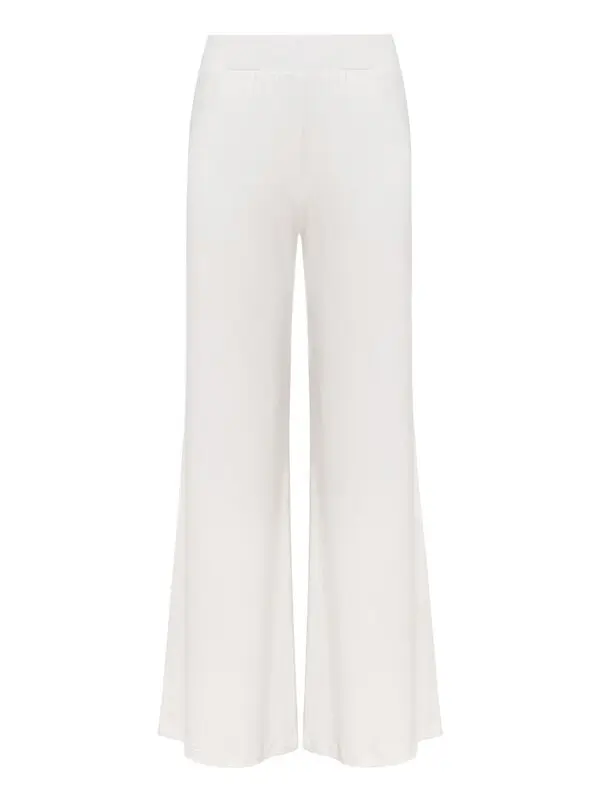 MANDRAGORA Neutrals / Ecru Knit Pants With A Straight Leg And High Waist Made Of Viscose – Ivy - White