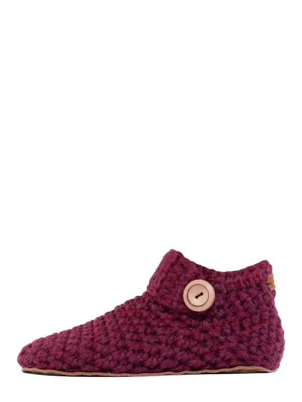 KINGDOM OF WOW Cozy Ankle Boot Wool Slippers For & In Mulberry - Red