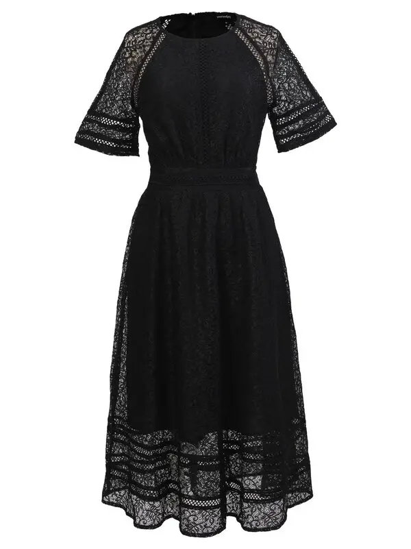 SMART AND JOY All-lace Flared Dress And Trims - Black