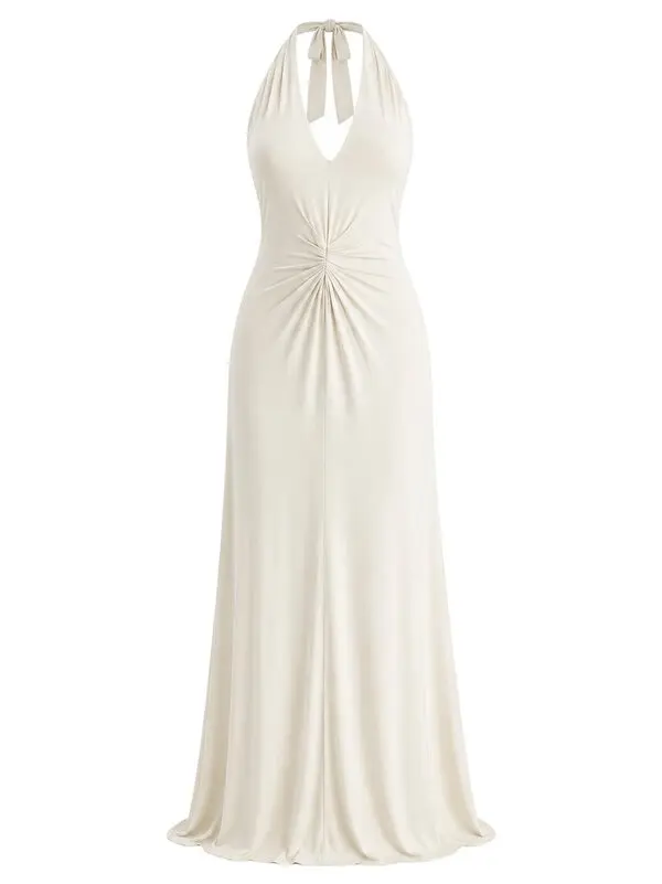MAISON DE GALA Neutrals Sienna Ivory Halter Dress - White