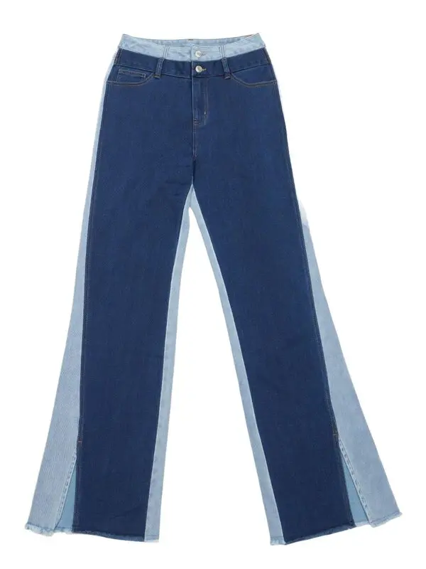 CIRCULAR PATH Loose Denim Wide Leg Pants Midnight -ice - Blue