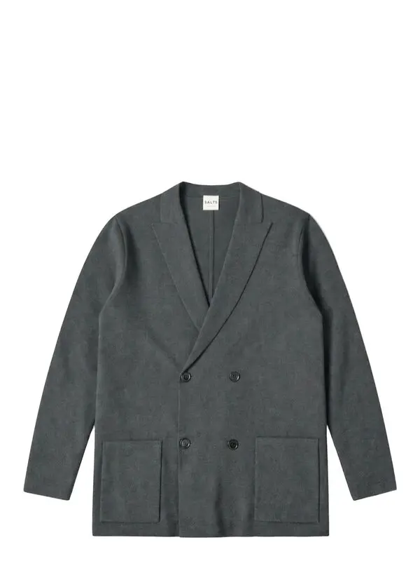 SALTS CASHMERE Double-breasted Knitted Milano Blazer Charcoal - Grey