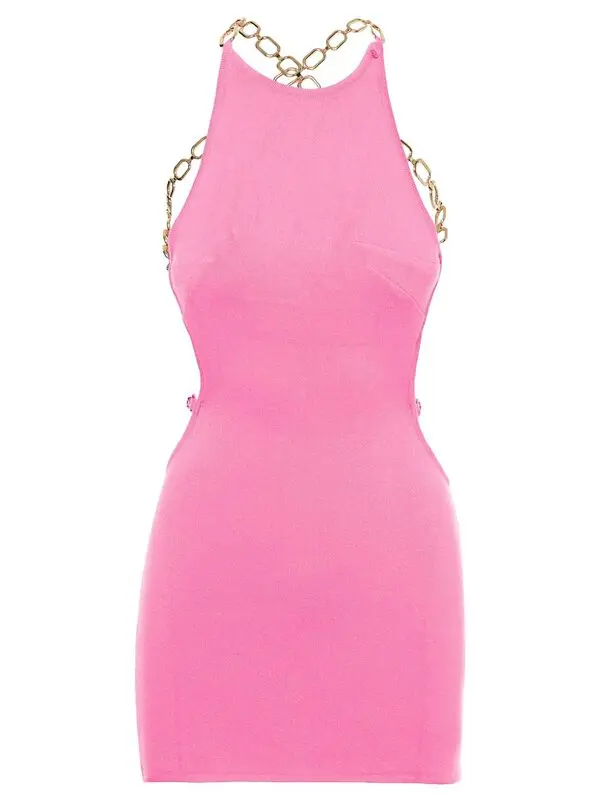 NISSA Backless Knitted Dress - Pink