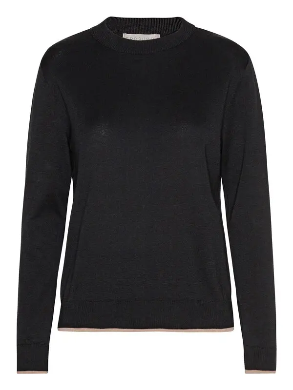 GROBUND Marie Knit Blouse The One In With Contrasting Border - Black