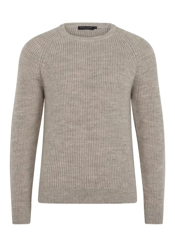 PAUL JAMES KNITWEAR Neutrals Sheepsoft British Wool Byroon Fisherman Rib Knit Jumper Ecru - Beige