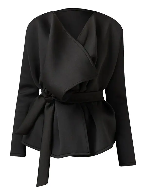 LIA ARAM Neoprene Embroidered Jacket - Black