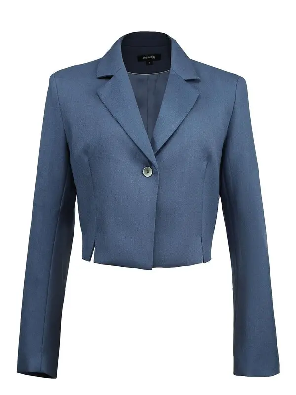 SMART AND JOY Crop Tailor Jacket - Blue