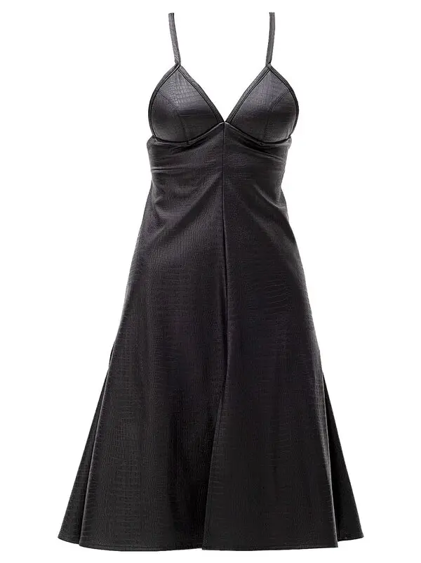 MAISON BOGOMIL Strappy Faux Leather Midi Dress - Black
